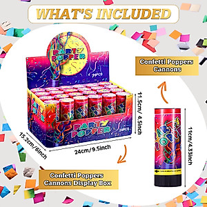 Honoson Confetti Poppers Cannons Confetti Cannon Poppers Confetti Shooters Air Compressed Cannon for Wedding Birthday Gender Reveal Graduation Baby Shower Decoration Favor (24 Pcs, 4.33 Inch)