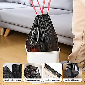 8 Gallon Trash Bags 120 Count Black Drawstring Trash Bags Thick Garbage Bags for Office Kitchen Home Plastic Trash Bags 22.06'' x 25.61'' (Black, 8)