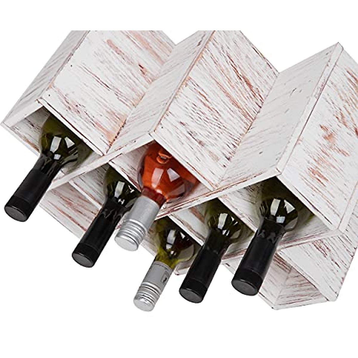 Mind Reader Freestanding Wine Rack, Rustic Countertop Storage Shelf, Farmhouse Decor, Bartop Accent Feature, Supports 33 Lbs, Holds 8 Bottles, Torched Wood, Brown