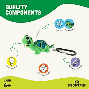 Big Discoveries WildLight Animal Carabiner Flashlight - Fun Mini Keychain Flash Lights for Kids, Nurses, Camping