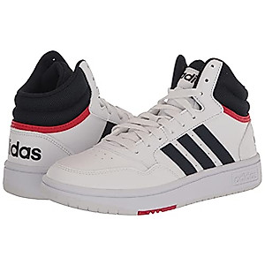 adidas Adult Hoops 3.0 Mid White/Legend Ink/Vivid Red 8