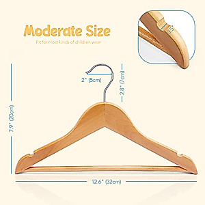 CozyMood Childrens Wooden Hangers Kids Hangers, 20 Pack Baby Hangers Nursery Wood Hangers, 360° Swivel Hook Non Slip Coat Hanger for for Coats, Suits, Pants and Jackets (Natural)