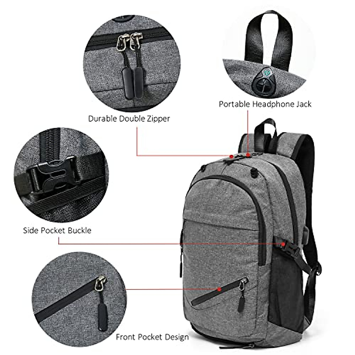 ALLinONE Basketball Backpack Bag for Laptop,Sports Soccer with Ball Compartment，Grey