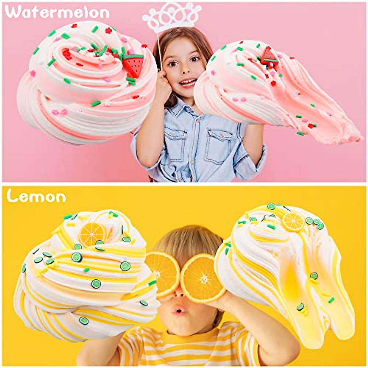 MKAKJWAW 4 Pack Butter Slime Kit, Dual Color Scented Non-Sticky Slime Pack for Kids, Ideal Gifts for Party Favors Goodie Bag Stuffers Fidget Toys…