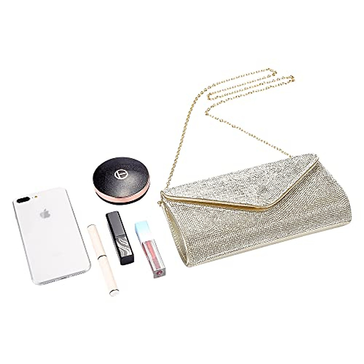 BENCOMOM Women's Gold Clutch,Gold Evening Clutch Purses For Women Evening Gold Clutch Bags Shoulder Crossbody Handbags Bridal Prom Wedding Party gold Purse