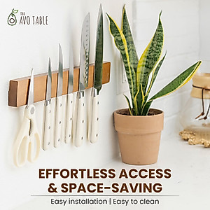 Acacia Wood Stronger Magnetic Knife Holder for Wall (16” x 2” x .78”) - Magnetic Knife Block- Adhesive Knife Magnetic Strip - Easy-to-Install Kitchen Utensil and Holder for Modern Kitchen Knife Holder