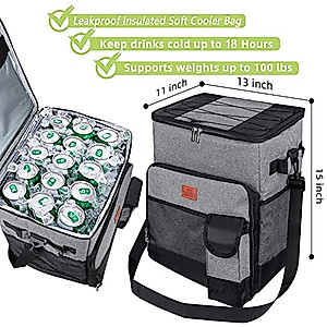 Cooler Bag 60 cans Large Size Collapsible Cooler Insulated Soft Cooler Portable Cooler Bag Large Lunch Cooler for Picnic, Beach, Work, Trip Camping Hiking BBQ Summer Beach Travel Outdoor Activities