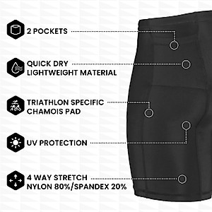 SLS3 Triathlon Shorts Men - Tri Short Mens - Men's Triathlon Shorts (Black, Medium)