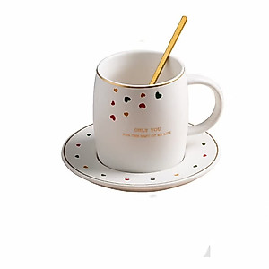 Namyuk 14 Oz Fine China Tea Cup Coffee Cup with Spoon and Saucer Set, Espresso Cups Coffee Mugs Tableware