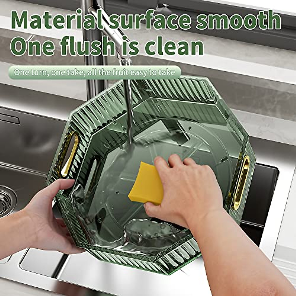 Pikanunu Fruit bowl Clear fruit bowl for kitchen counter fruit basket service bowl Fruit bowl, suitable for fruit and vegetables, jewelry, small items and other functional storage trays(green)