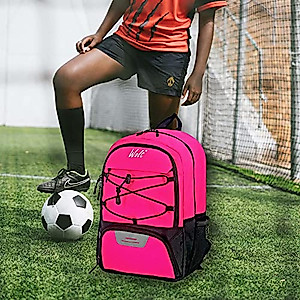 WOLT | Youth Soccer Bag - Soccer Backpack & Bags for Basketball, Volleyball & Football Sports, Includes Separate Cleat Shoe and Ball Compartment, for Girls & Women (Pink)