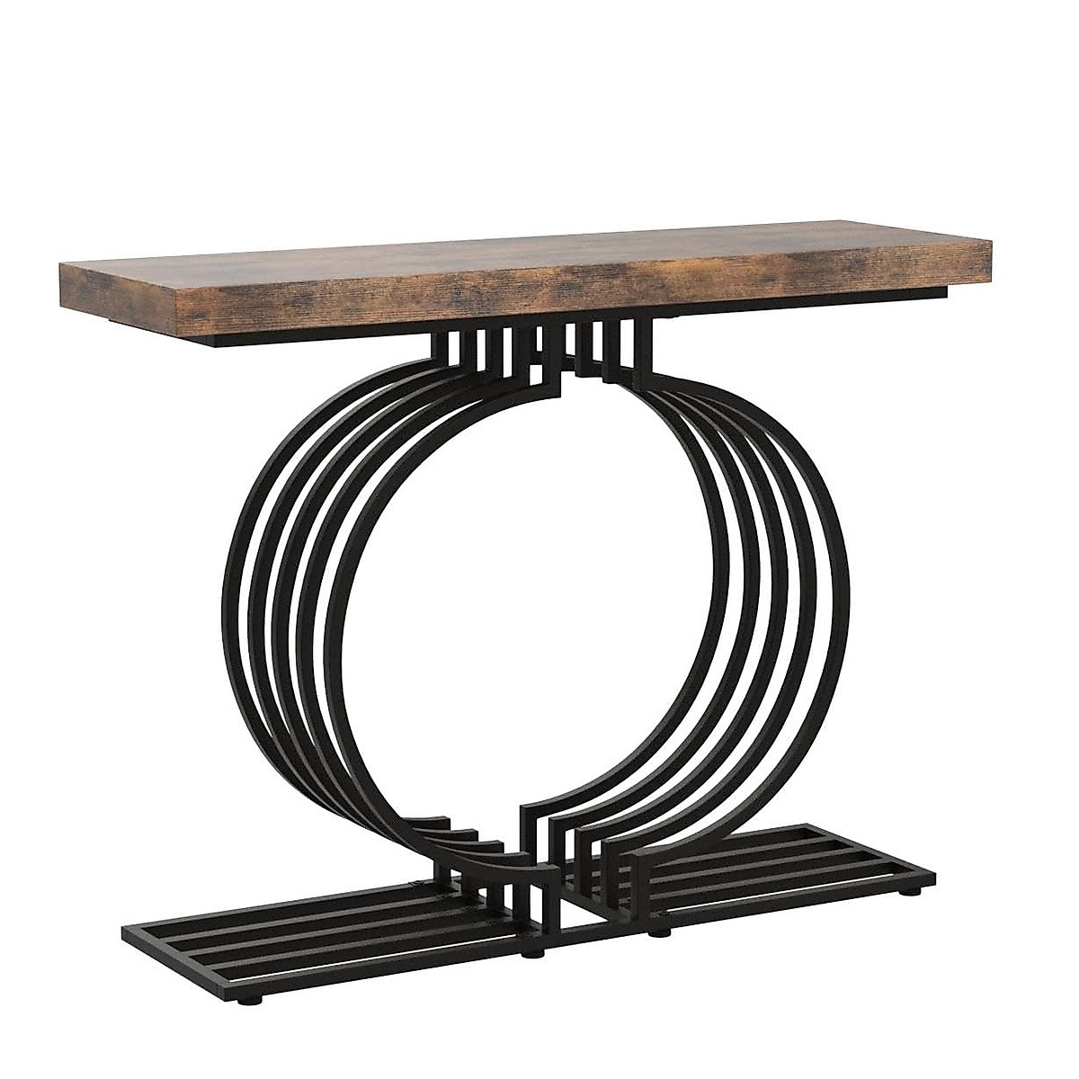 Tribesigns Modern Console Table with Metal Base, 40 inch Geometric Entryway Sofa Narrow Long, Industrial Accent for Living Room, Entryway, Hallyway, Entrance, Rustic Brown,(HOGA-JW0352)