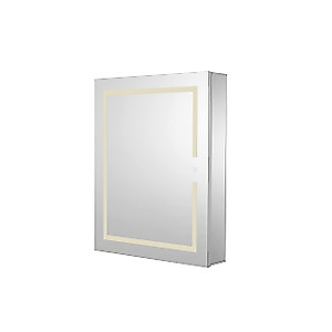 Croydex Caballo LED Aluminum Bathroom Storage Vanity Mirror with Lights Easy to Fit Hang 'N' Lock Bracket Recessed or Surface Mount Medicine Cabinet Organizer, 20W x 26H