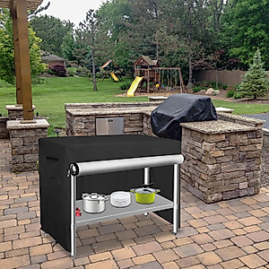Bitubi 48 Inch Outdoor Prep Table Cover with Split Zipper, Waterproof Stainless Steel Grill Cart Cover for Patio Table - 48''L x 30''W x 35''H (Black)