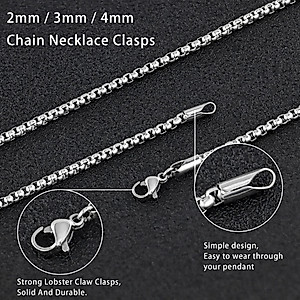 Square Rolo Chain Necklace 2mm 20inch Stainless Steel Box Chain Jewelry for Men & Women