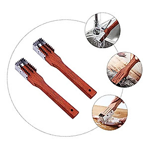 FELTECHELECTR 2pcs Fish Scale Brush Fish Descaling Tool Dipper Cordless Tools Fish Scale Peeler Seafood Scale Scraper Fishing Gadgets Kitchen Fish Scaler Remover Fish Skinscale Remover Pot Wood