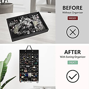 AinsListy Earring Organizer Hanging Earring Holder, Holds Up To 330 Pairs, Soft Felt Wall Mount Earring Display Holder Stud Earrings Organizer for Women Girls - 2 Pack (Include Metal Hook and Rope)