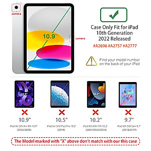 Case for iPad 10th Generation Case, for iPad Case 10th Generation Women Girls Shockproof Case with Pencil Holder, Multi-Angle Adjustable Stand View with Pocket/Hand Strap/Auto Wake Sleep, Flowers