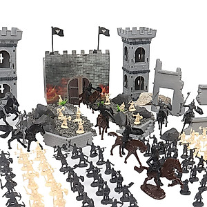 Medieval Castle Toy, Castles Knights Soldiers Model Kit Knight Figures Playset Fort Building Kit, DIY Assembled Castle Model Set, Playset Gifts(Type D)
