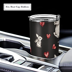 HXshaoye rabbit Vintage Valentines Stainless Steel insulated coffee cup travel with Straw Lid Camping Mug for coffee 20oz coffee tumbler termos para gym 20oz