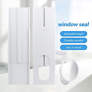 CALIDAKA Portable AC Window Kit,Air Conditioner Window Kit with 2pack 3m Seal,Universal Window Seal Kit Adjustable Sliding AC Vent Kit for 5.1/5.9 inch Exhaust Hose(white)