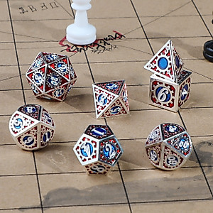 DND Dragon Scale Dice Set of 7 Pcs with Storage Box, Metal D&D Dice Set with Oversized D20 for Tabletop Roleplaying Games, Dungeons and Dragons, DND, D&D (Punk)