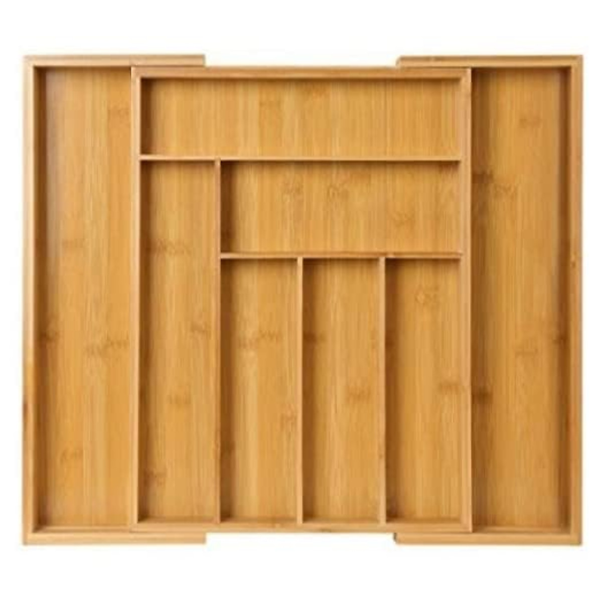 Realm Bamboo Deep Expandable Silverware Organizer | Neatly Stow Cutlery and Utensils in this 6 to 8 Compartment Flatware Tray | Designed For Better Kitchen Drawer Organization | Natural Color Holder