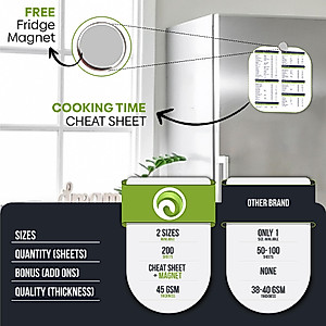 Ozlino 120 Pcs Air Fryer Liners Disposable - Parchment Paper Liners 6.3 inches - Perfect Airfryer Liners for Baking, Cooking, Roasting and Microwave, With Fridge Magnet and Cooking Time Cheat Sheet