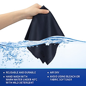 MR.SIGA Premium Microfiber Cleaning Cloths for Lens, Eyeglasses, TV Screens, Tablets and Silver Porcelain Polishing, 3 Pack in Navy with 16 x 16 inch, 3 Pack in Gray with 6 x 7 inch