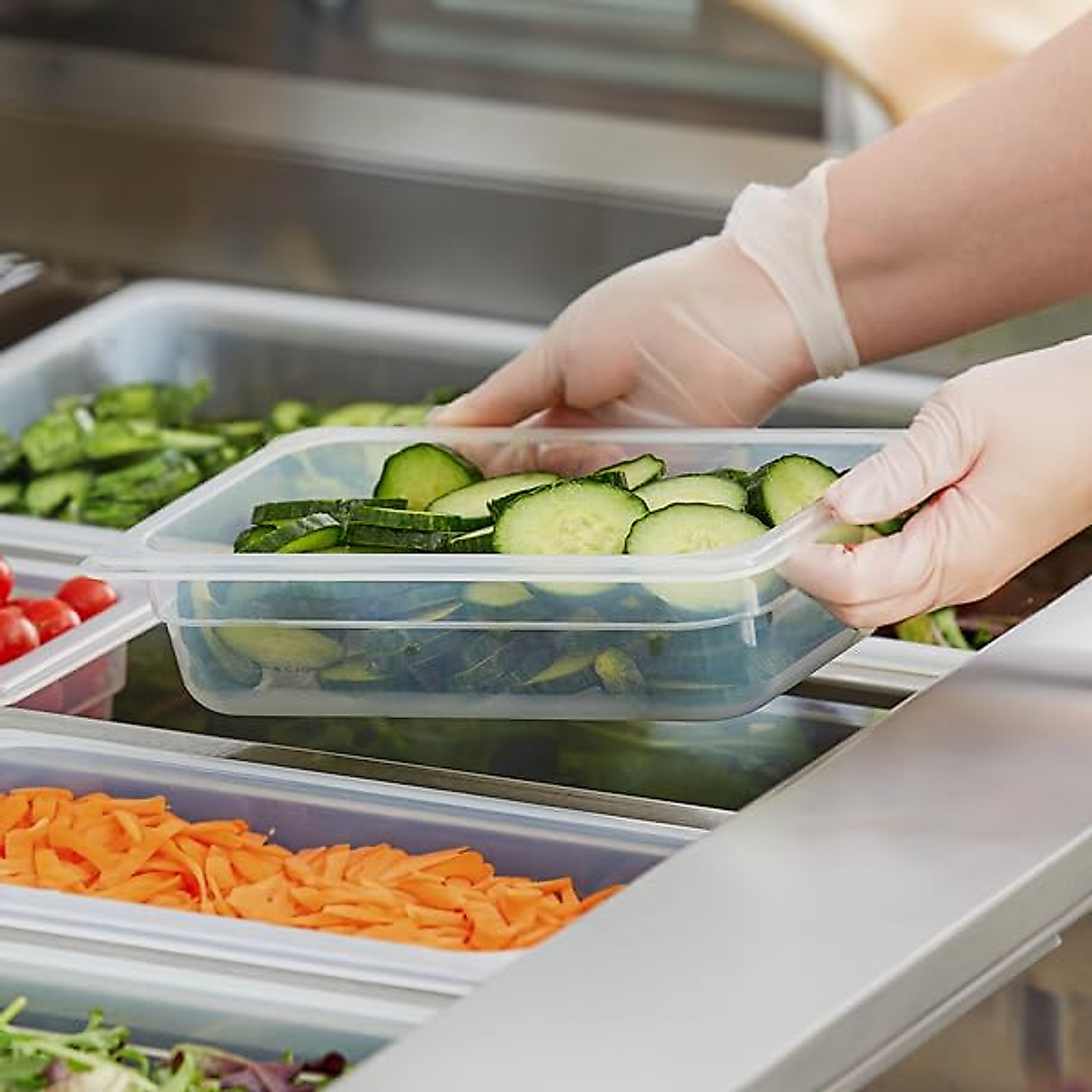 uVeans 8 Pack Commercial Food Pans - 1/4 Size 2 1/2 Inch Deep - NSF Plastic Food Pans - Freezer Safe