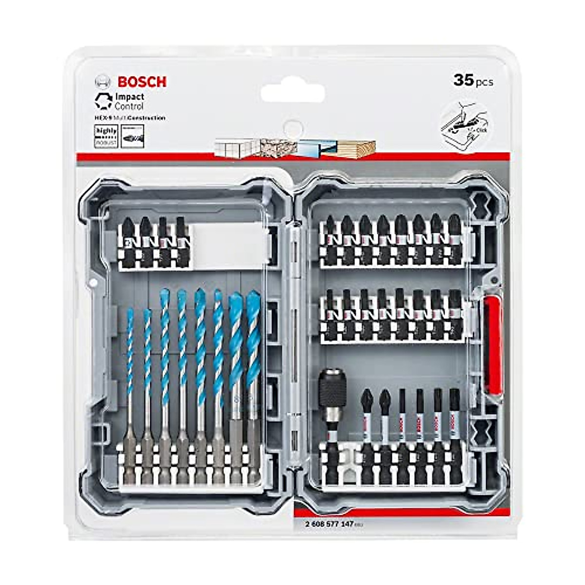 Bosch Professional 8-piece Impact Control HSS Twist Drill Bit Set (Pick and Click, HEX-9, Accessories for Impact Drivers)