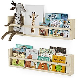 brightmaison Polynez 30" Floating Shelves for Wall & Nursery Book Shelves, Kids Bookshelf for Wall Multiuse Wall Shelf Set of 2 Unfinished Floating ShelfUnfinished