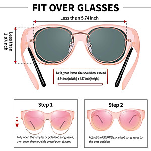 URUMQI Sunglasses Fit Over Glasses for Women, Polarized UV400 Protection Sun Glasses Trendy Round Cat Eye Shades Large Lens