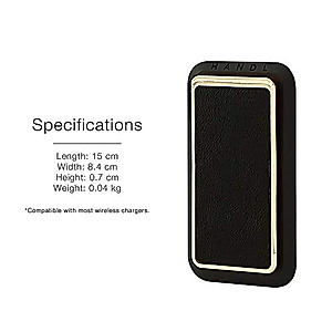 HANDL New York HANDLstick Black and Gold Professional Leather Collection Grip and Stand for Smartphone