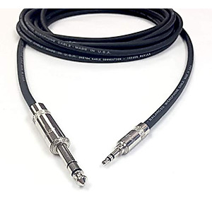 1 Foot Pro Audio 1/4 inch (6.35mm) TRS to 1/8 inch (3.5mm) TRS Balanced Cable by Custom Cable Connection