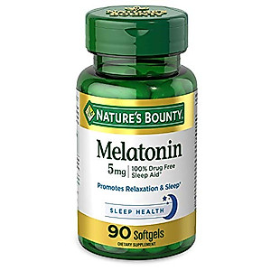 Nature's Bounty Melatonin, 100% Drug Free Sleep Aid, Dietary Supplement, Unflavored 90 Count