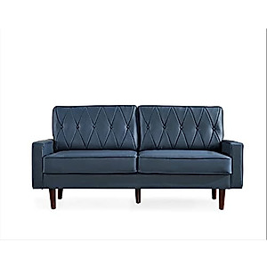 US Pride Furniture Modern Style Faux Leather 69.3’’ Wide with Round Tapered Legs Living Room Sofas, Blue