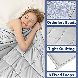 Weighted Blanket 15 Pounds for Adults 60"x 80" 15lbs Perfect for 150-170 lbs Queen Size Use on Queen Bed Soft Material with No Leaking Glass Beads (Light Gray)