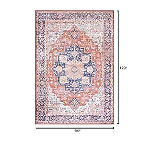 JONATHAN Y WSH109A-8 Maris Ornate Medallion Machine Washable Indoor Bohemian Transitional Area Rug,High Traffic,Kitchen,Living Room,Backyard,Non Shedding,8 X 10,Terracotta/Cream