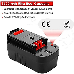 3.6Ah HPB18 Ni-Mh 18Volt Replacement for Black and Decker 18V Battery Replacement Compatible with Black and Decker 18 Volt HPB18 HPB18-OPE 244760-00 A1718 FS18FL FSB18 Firestorm Cordless Power Tools