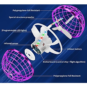Lmgy Flying Ball Toys- 2023 Upgraded, Built-in RGB Lights Spinner 360° Rotating,Spinning UFO Safe for Kids Adults Magic Flying Toys Outdoor Indoor,Globe Shape Magic Mini Drone Flying Toy (Pink)