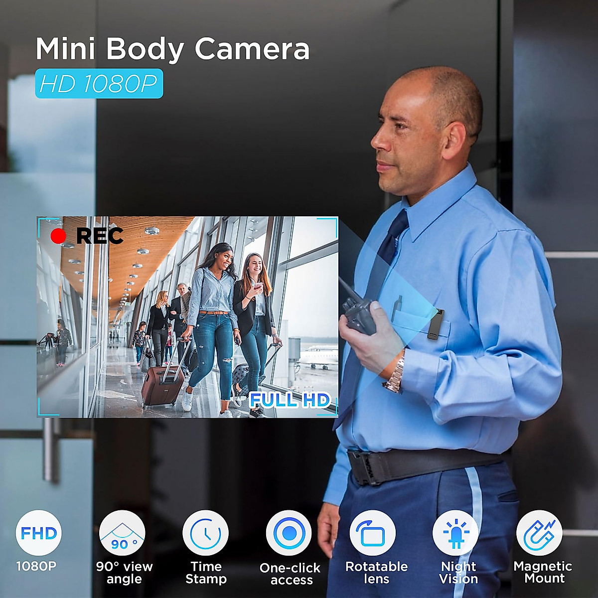 Sheawasy Body Camera 1080p, Wearable Body Worn Cameras, Pocket Bodycam for Law Enforcement, Security Guard, 4 Hours Battery Life, 32GB inside, for Indoor and Outdoor Us