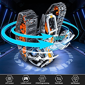 HOGOKIDS 5 in 1 STEM Building Set with LED Light - APP & Remote Controlled Cars Building Toys Kit, RC Robot Tank Sleigh Tracked Racer 604 PCS, Toy Gifts for Kids Boys Girls Ages 6 7 8 9 10 11 12+ Year