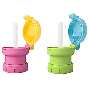 CheeseandU 2Pack Spill Proof Water Bottle Straw Caps - Portable Juice Soda Water Bottle Twist Cover Cap with Straw for Children