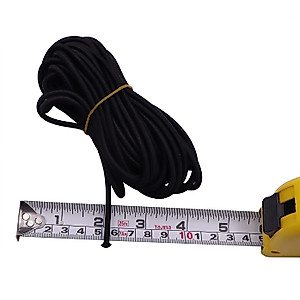 METER STAR 3/16" x20 Feet Black Elastic Cord Elastic Nylon Cords Kayak Deck Stretch String Rope & Tie Down Trailer Strap,Gravity Chair, Marine Grade (Black, 3/16" x20Feet)