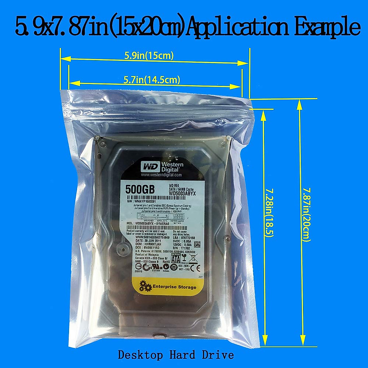 Daarcin Anti Static Bags,ESD Bags,30pcs Mixed Sizes Antistatic Resealable Bags for 3.5 Hard Drive, 2.5 Solid State Drive,with Labels, ESD Shielding Bags for Varieties of Electronic Device
