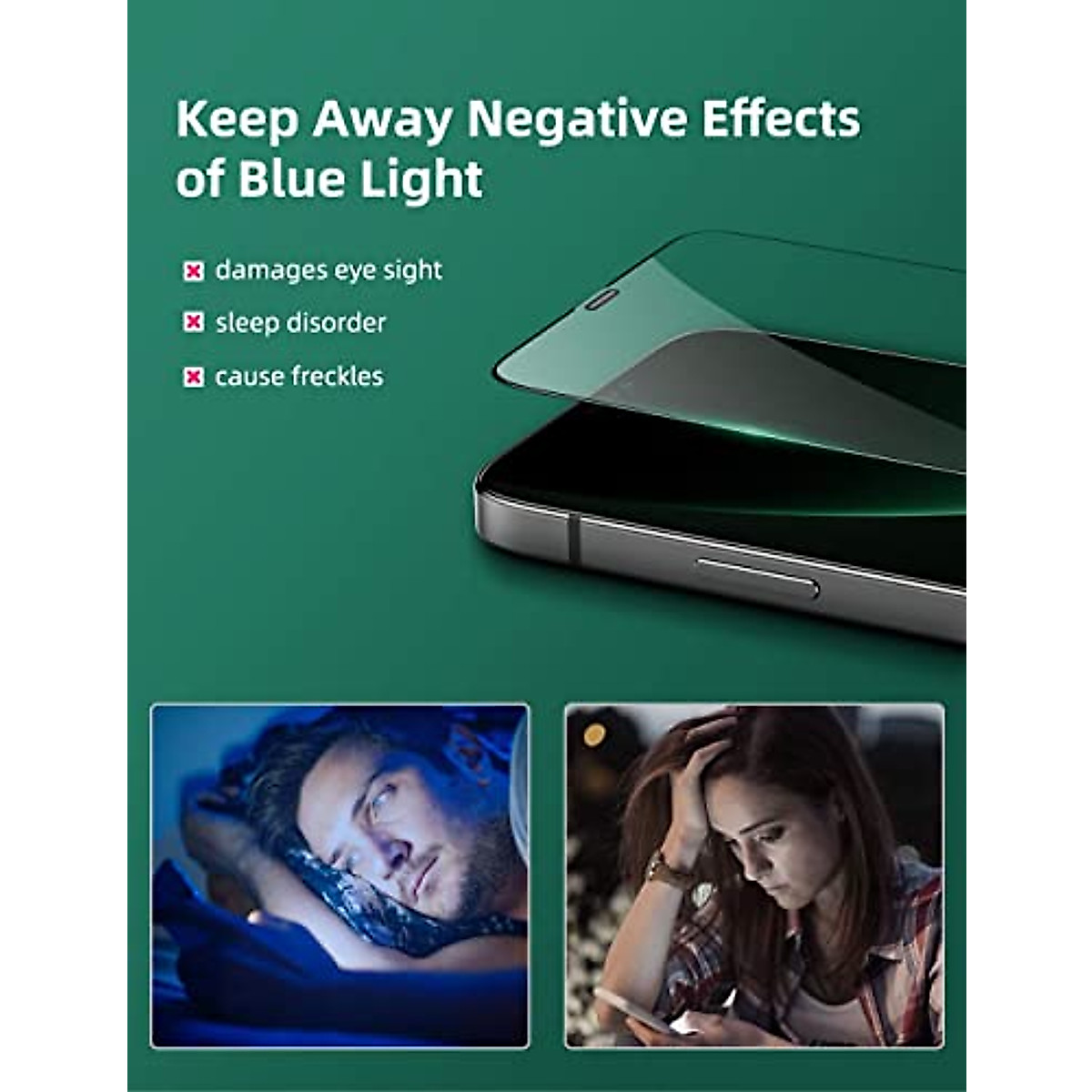 BENKS [2 Pack Compatible With iPhone 12 / iPhone 12 Pro Screen Protector Anti Blue Light, HD Clear Eye Protection Tempered Glass 9H hardness Full Coverage Protective Film design for iPhone 2020, 6.1”