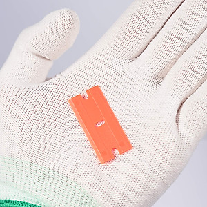 200pcs Plastic Razor Blades, Non-scratch Double Edged, for 1.5-inch Universal Safety Scraper Plastic Common Scraper, Remove Decals, Stickers, Adhesive, Clean Glass Window, Orange