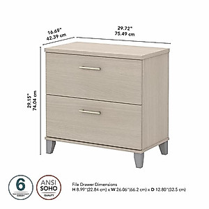 Pemberly Row 2 Drawer Lateral File Cabinet in Sand Oak - Engineered Wood
