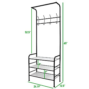 Mind Reader Metal Coat, Shoe Rack, Purses, Scarf, Shelving Organizer, Black